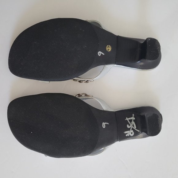 Mixit | Shoes | Mixit Silver Sandals Heels Womens Size 65 M Metal Chain ...